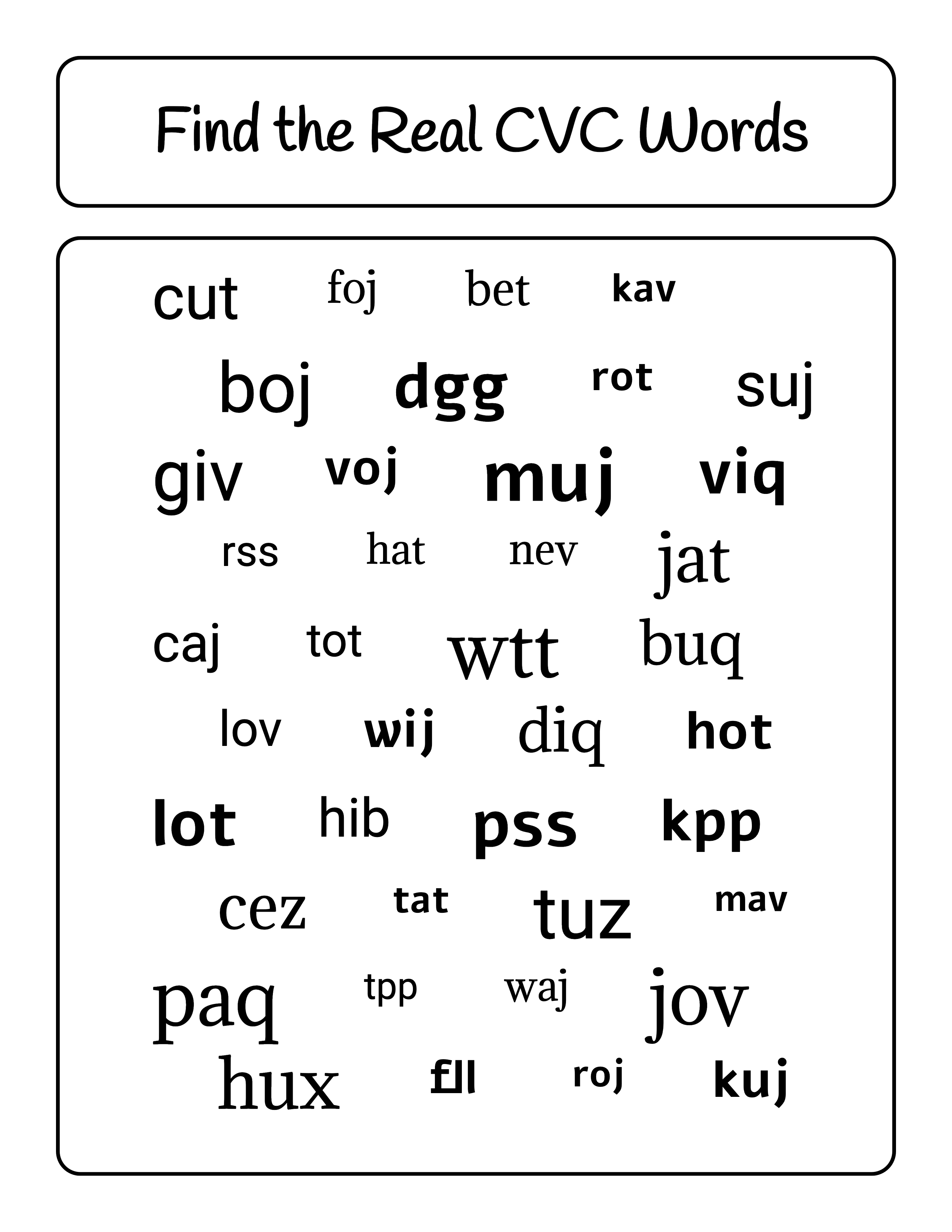 OTO2 – CVC Worksheets Generator