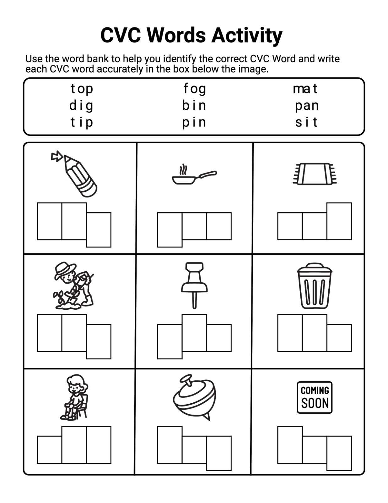 OTO2 – CVC Worksheets Generator