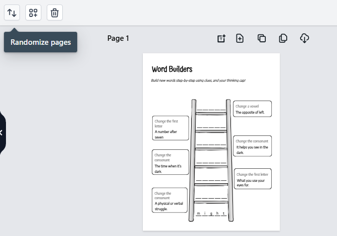 OTO1 – Word Ladder Worksheets Generator